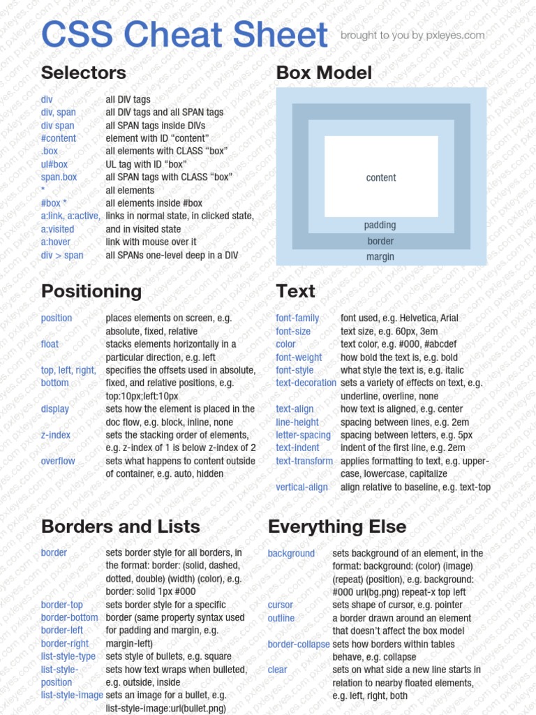Css Cheatsheet Portrait | PDF