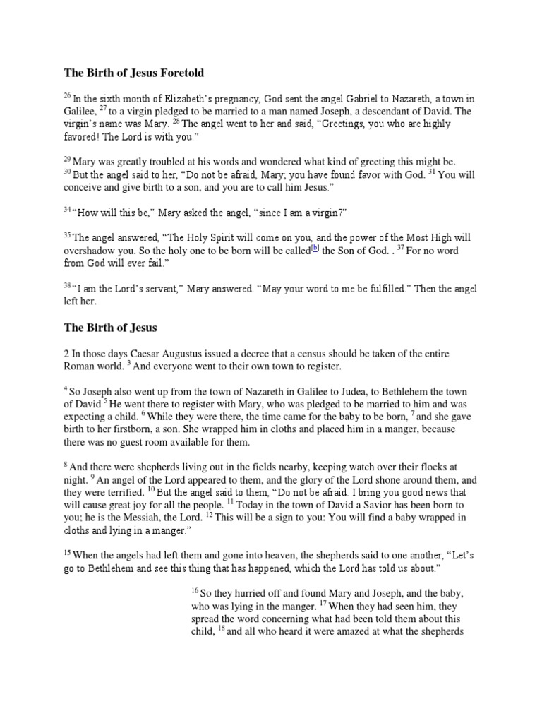 The Birth of Jesus Foretold | PDF | Canonical Gospels | Mary, Mother Of ...