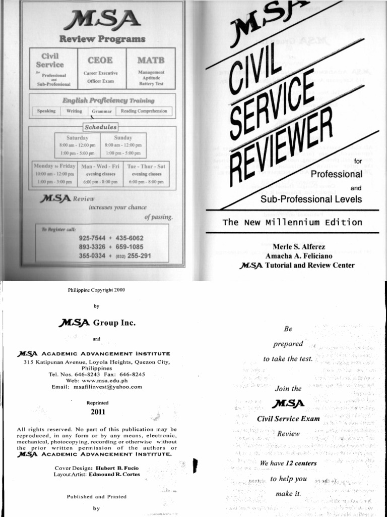 MSA Civil Service Reviewer | PDF | Analogy | Teaching Mathematics