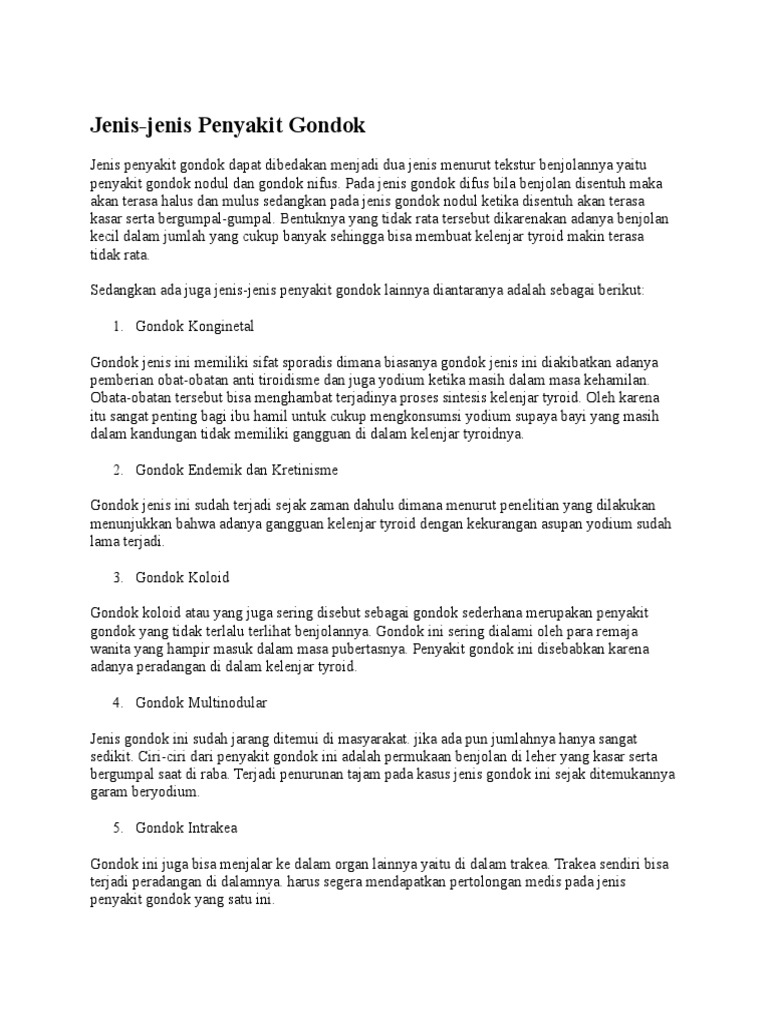 Jenis-Jenis Penyakit Gondok | PDF | Kesehatan Holistik | Sains & Matematika