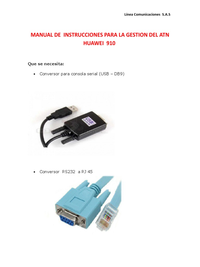 Manual de Instrucciones para La Gestion Del Atn Huawei 910 | PDF ...