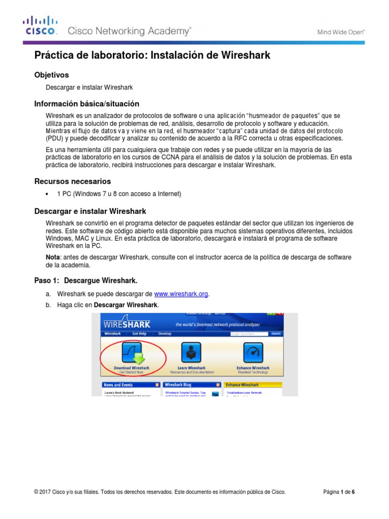3.4.1.1 Lab - Installing Wireshark | PDF | Microsoft Windows | Archivo de computadora