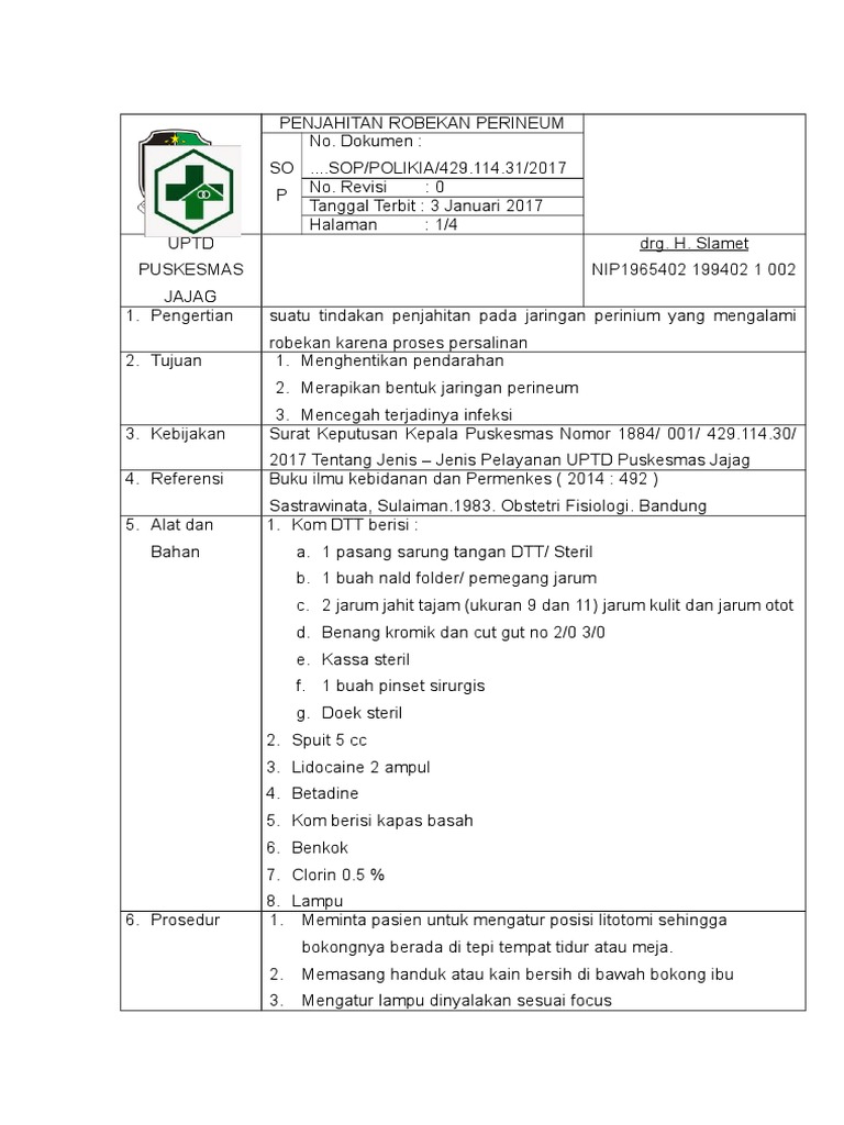 Sop Penjahitan Robekan Perineum | PDF