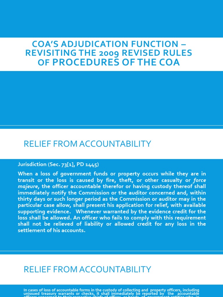 COA's Adjudication Function | PDF | Security Guard | Accounting