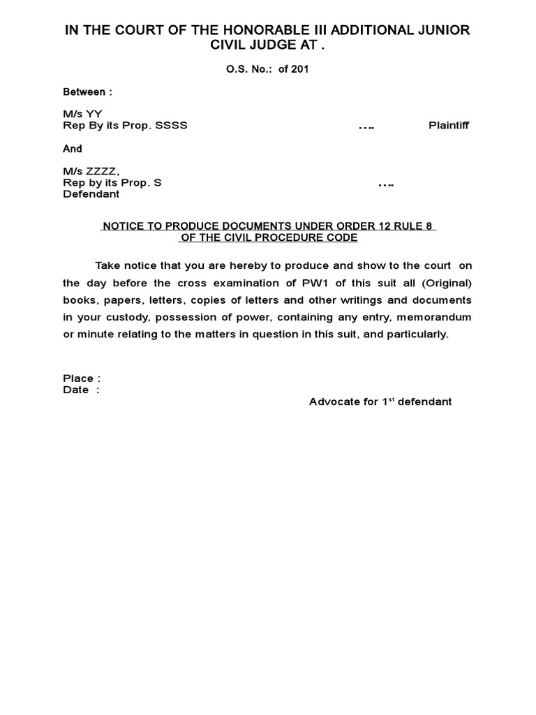 Notice Order 12 Rule8 | Invoice | Virtue