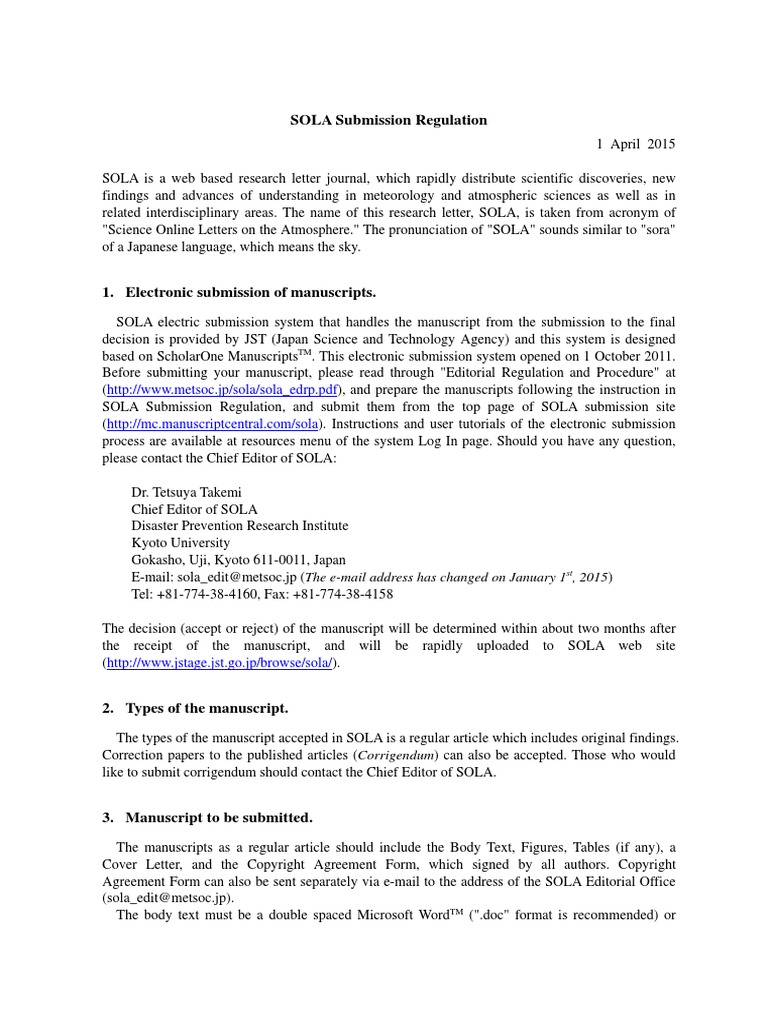 SOLA Submission Regulation3 | PDF | Abstract (Summary) | Copyright