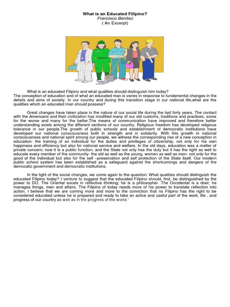 What Qualities Distinguish an Educated Filipino | PDF | Self | State School