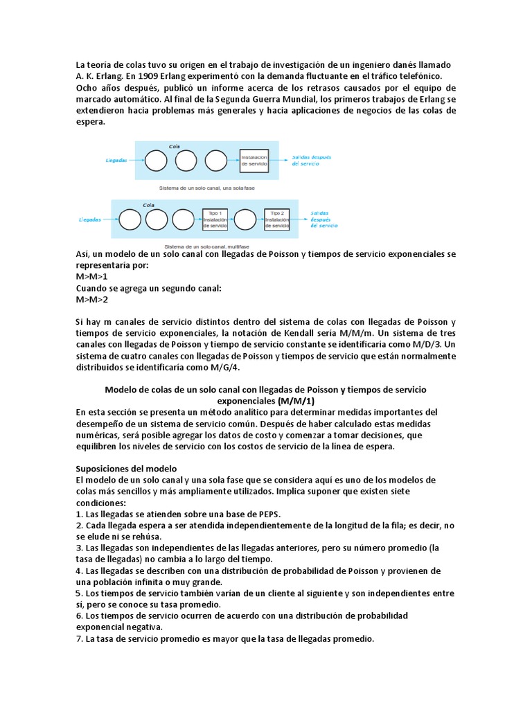Modelo de Colas de Un Solo Canal Con Llegadas de Poisson y Tiempos de Servicio Exponenciales (M ...