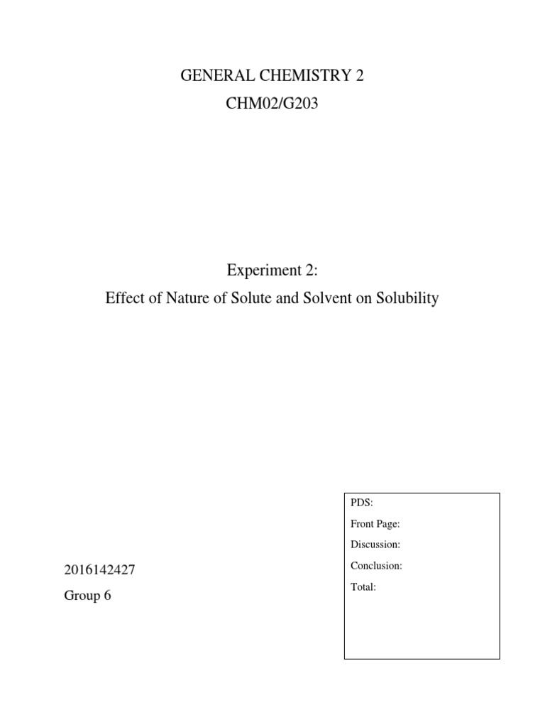 Lab Report 1 | PDF | Solution | Solubility
