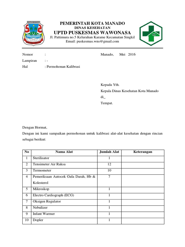 Permohonan Kalibrasi Alat Kesehatan | PDF | Pengembangan Diri | Sains ...