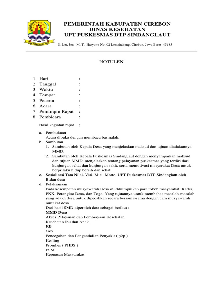 Notulen MMD | PDF | Pengembangan Diri