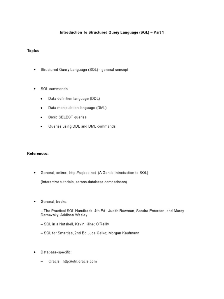 Introduction To Structured Query Language | Download Free PDF | Sql | Database Index