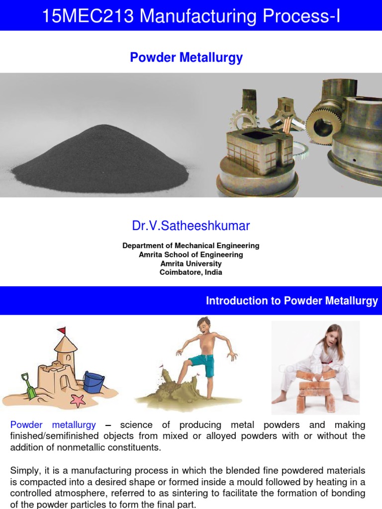 15MEC231 Powder+Metallurgy R1 | PDF | Mill (Grinding) | Sintering