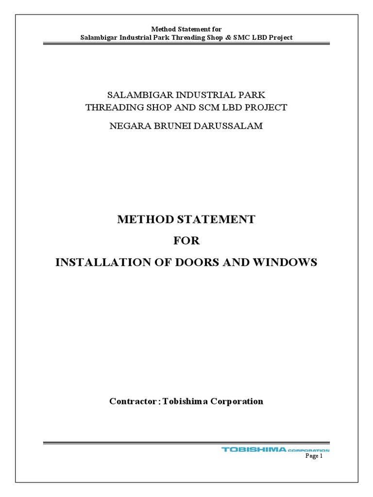 Method Statement Doors and Windows | PDF | Door | Window