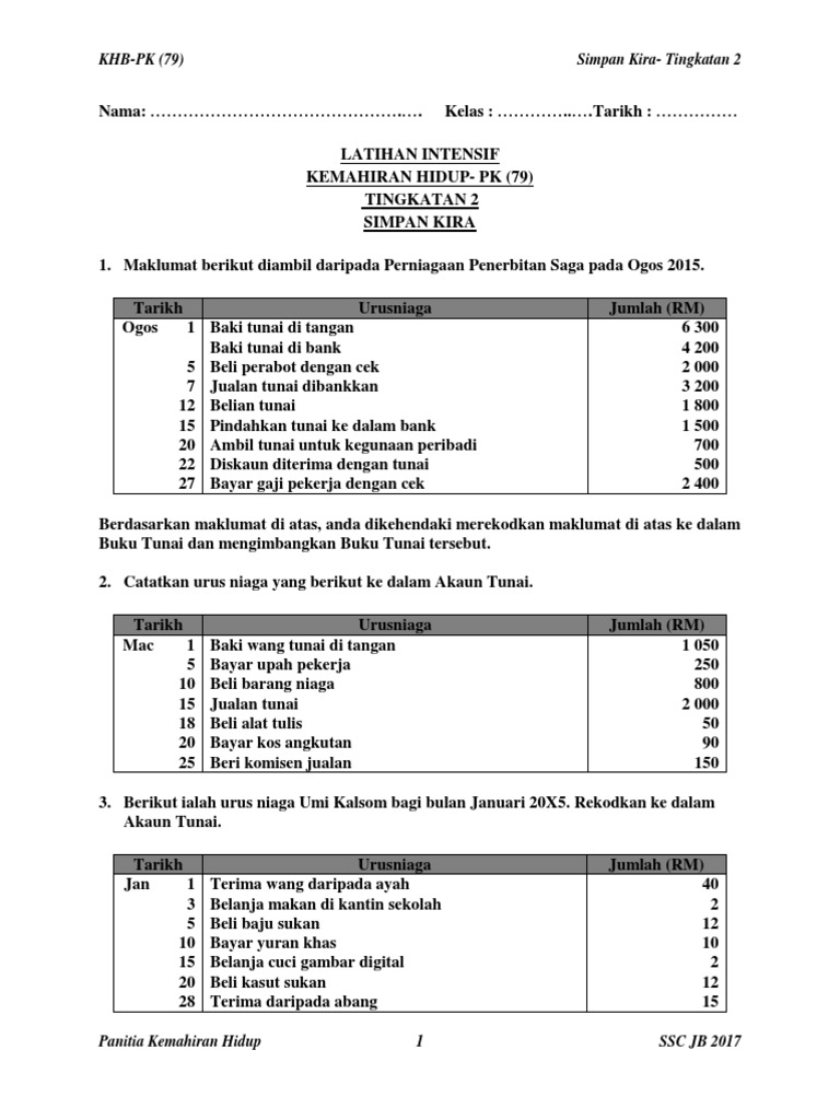 Latihan Simpan Kira Ting. 2 | PDF