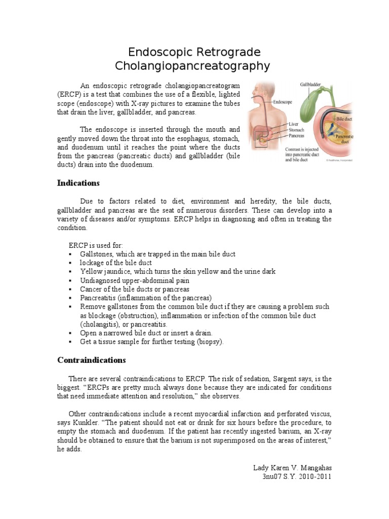 ERCP Procedure: Indications and Care | PDF | Gallbladder | Bile