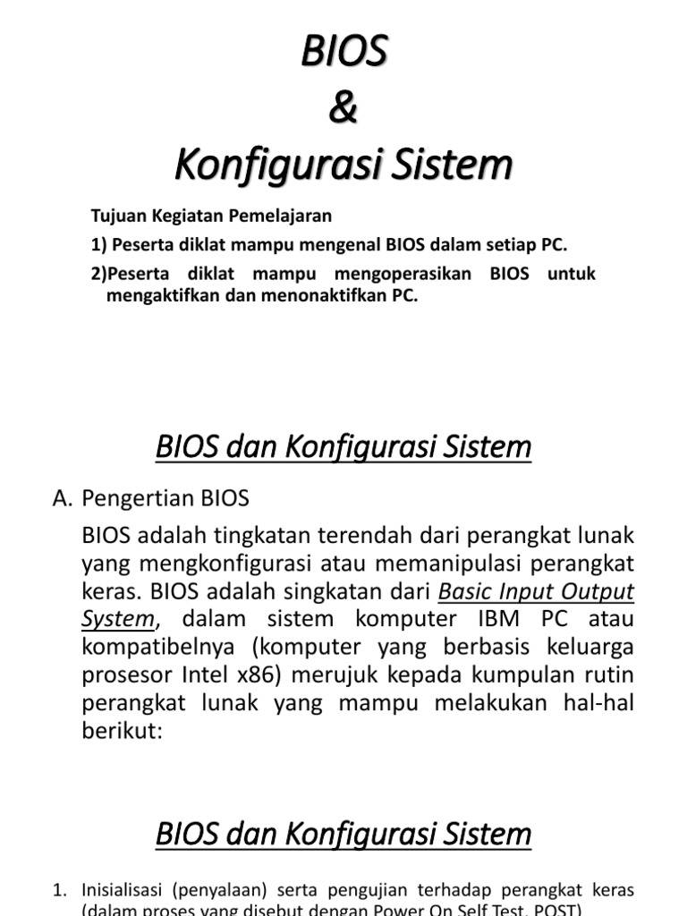 Panduan Lengkap BIOS dan Konfigurasi Sistem | PDF | Teknologi & Rekayasa