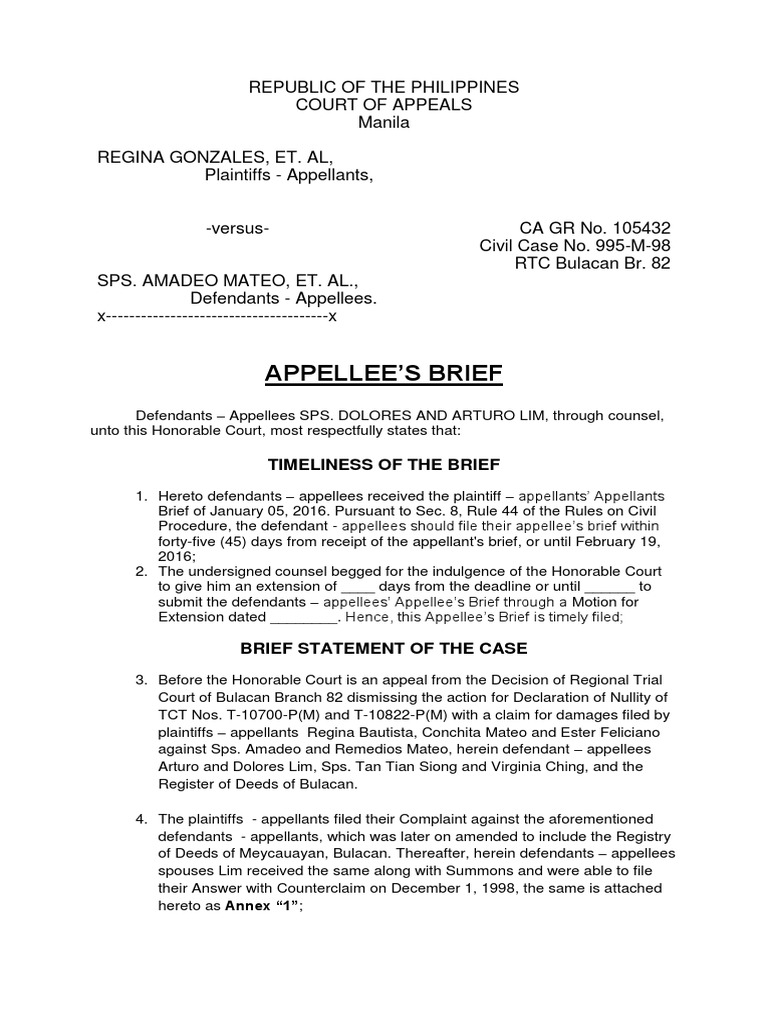 Appellee's Brief in Land Title Dispute | PDF | Lawsuit | Signature