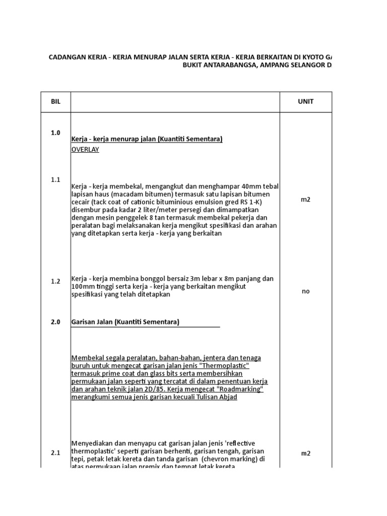 BQ Turap Jalan | PDF