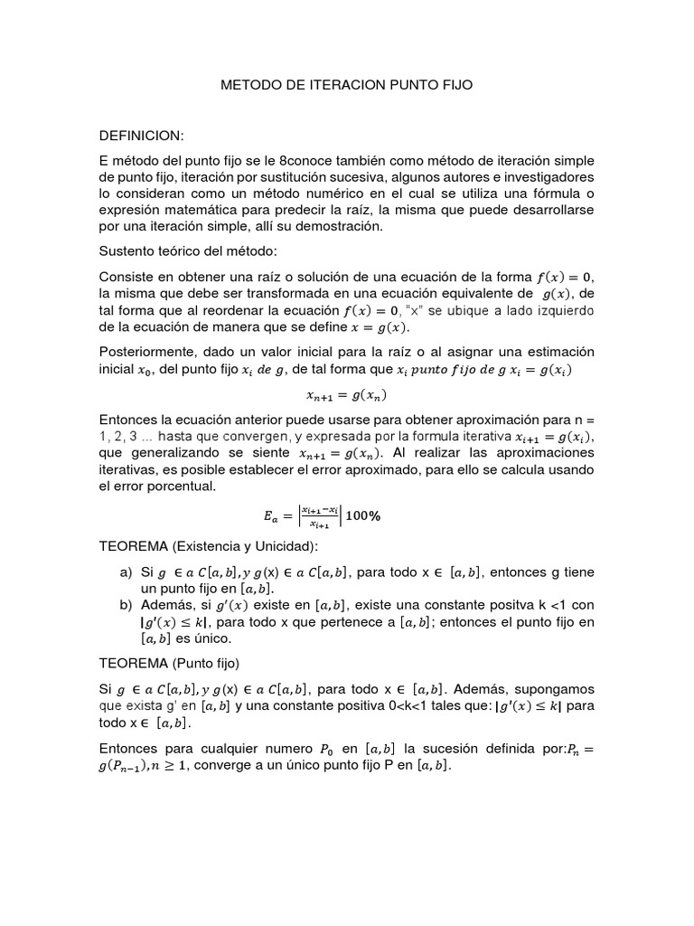 Metodo de Iteracion Punto Fijo | PDF | Iteración | Ecuaciones