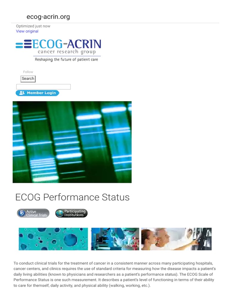 ECOG Performance Status - ECOG-ACRIN | PDF | Clinical Trial | Chemotherapy
