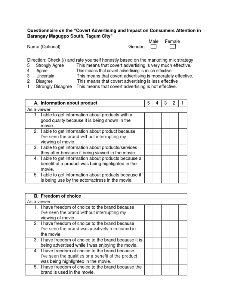 Questionnaire 2 | PDF | Brand | Advertising