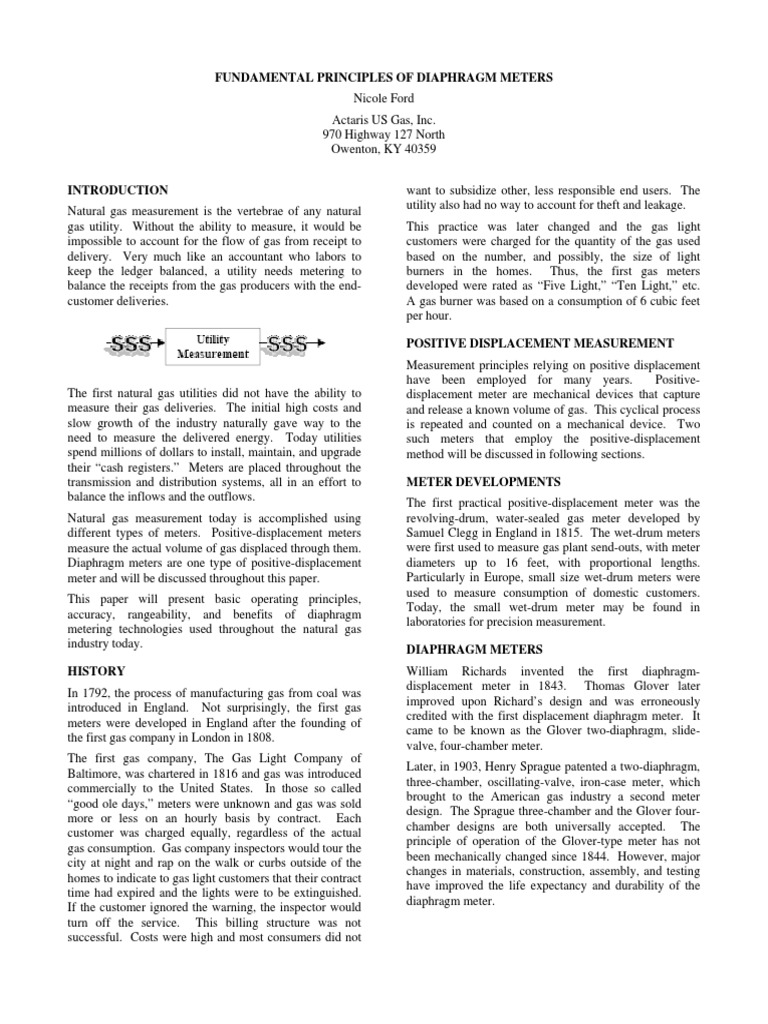 Fundamental Principles of Diaphragm Meters | PDF | Natural Gas | Valve