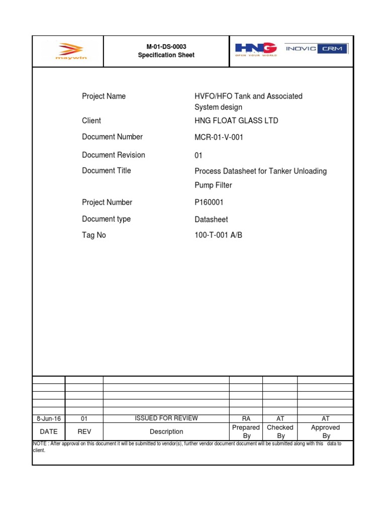 M-01-DS-0003 Specification Sheet: Date REV Prepared by Checked by ...