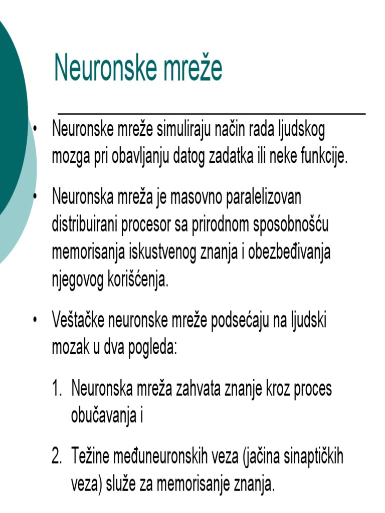Neuronske Mreze - Prezentacija | PDF