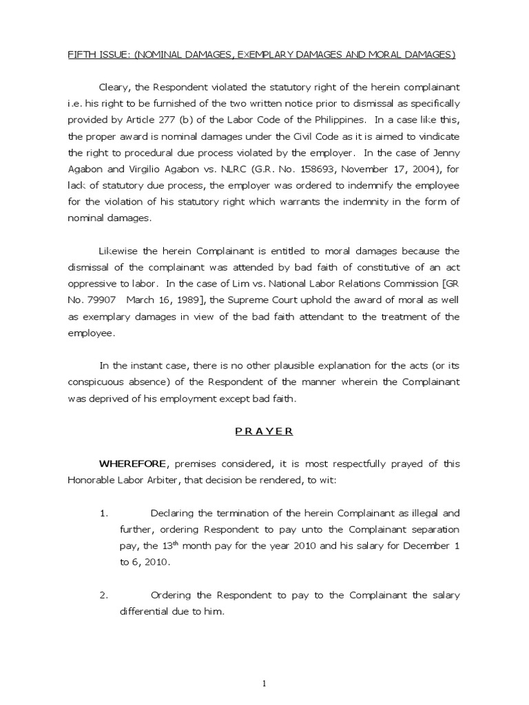 Prayer WHEREFORE, Premises Considered, It Is Most Respectfully Prayed ...