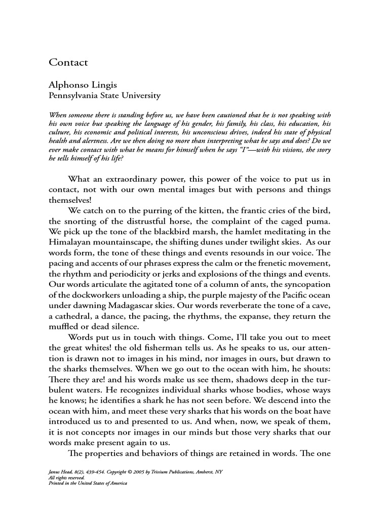 Lingis. Contact | PDF | Dances | Science