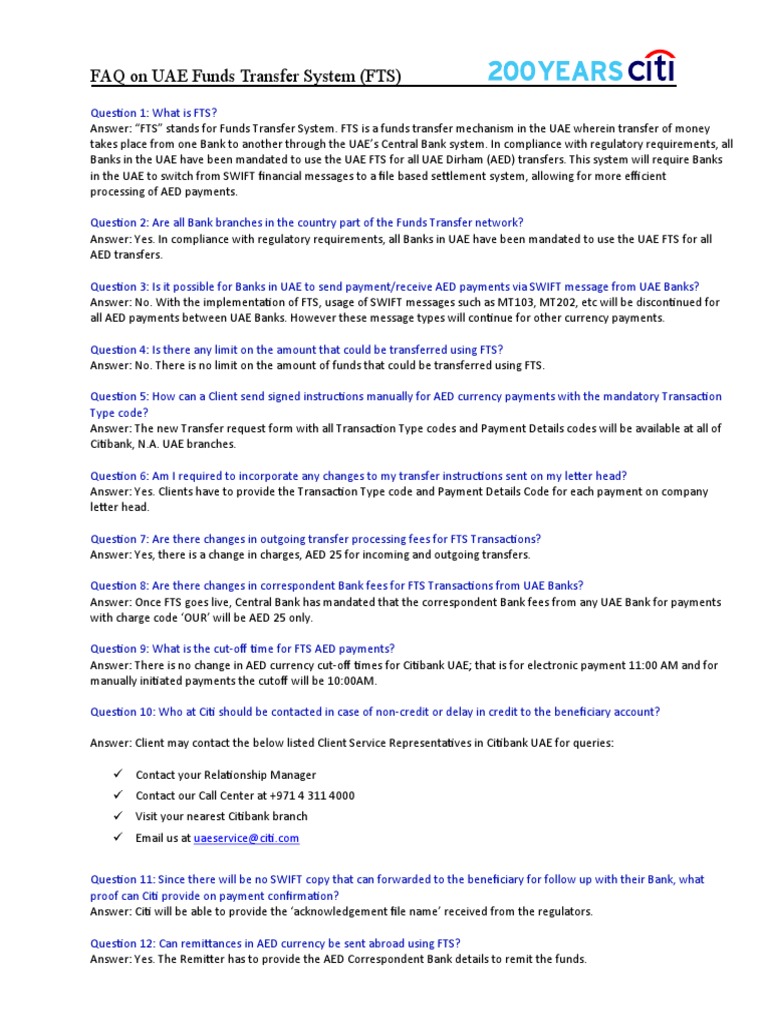 Uaefts Faq | PDF | Payments | Banks