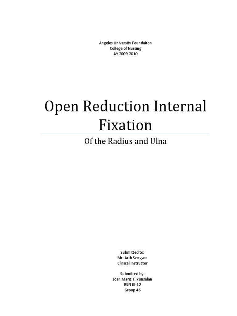 Open Reduction Internal Fixation | PDF | Anatomical Terms Of Location | Arm