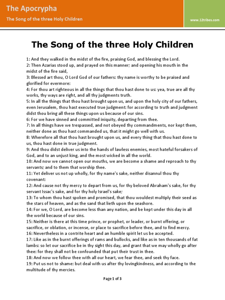 The Song of The Three Holy Children | PDF | Sacrifice | Lord's Prayer
