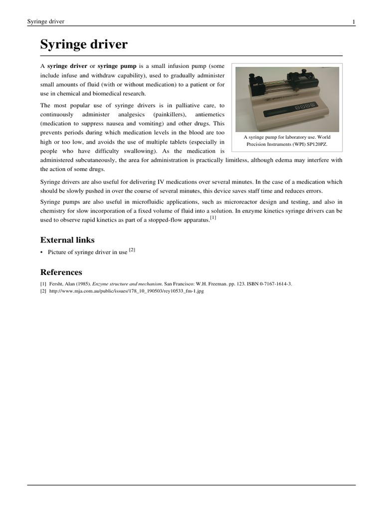 Syringe Driver | PDF | Health Sciences | Medical Equipment