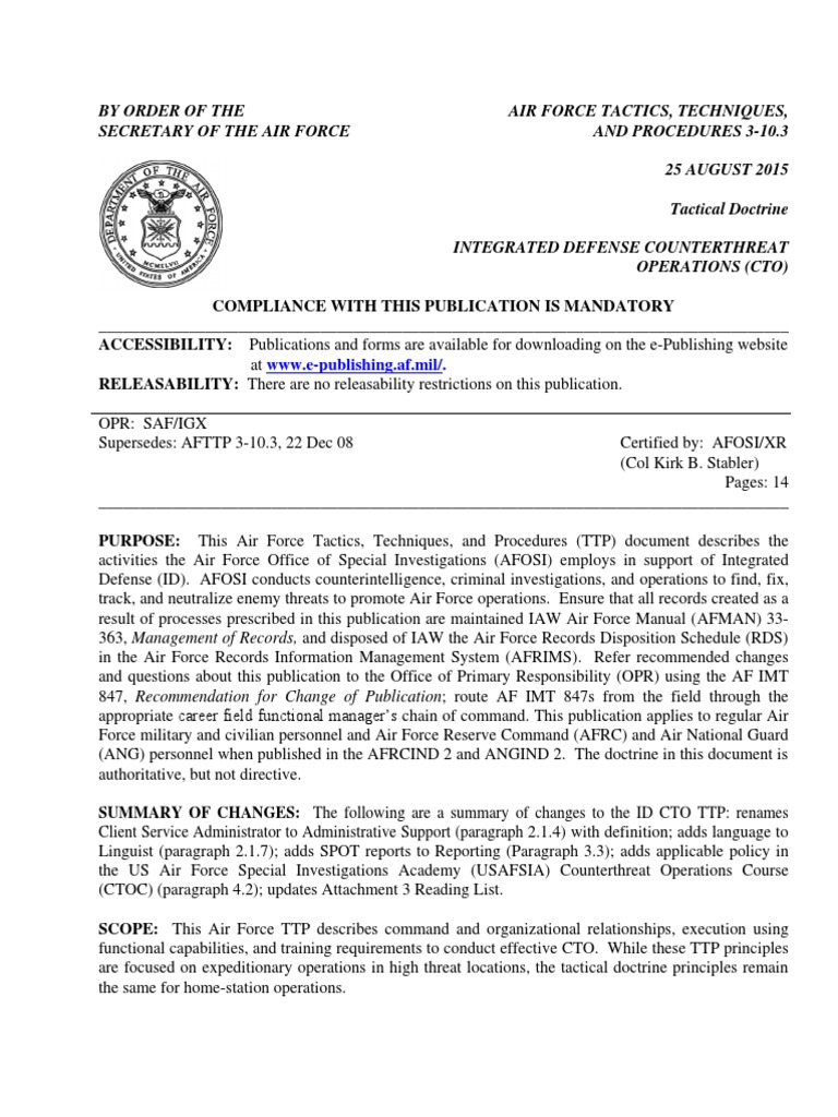 Afttp3-10 3 | PDF | United States Air Force | Counterintelligence