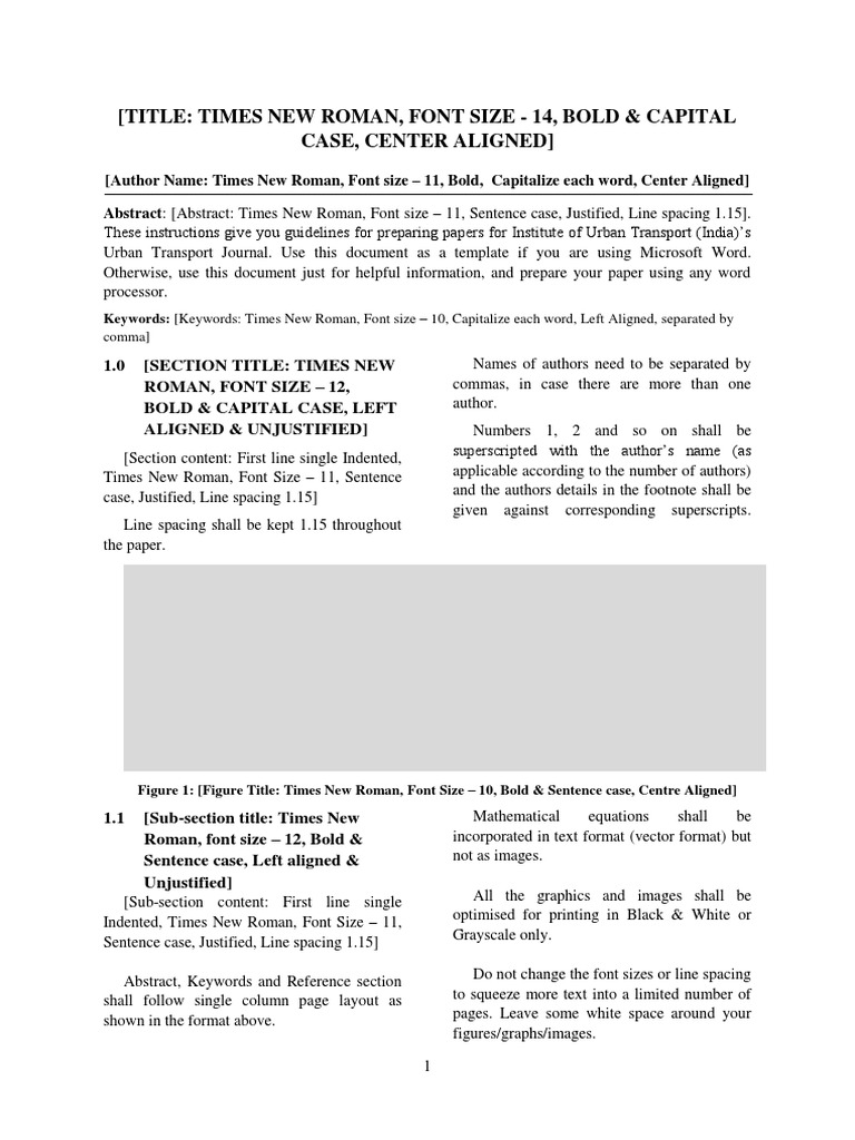 Title: Times New Roman, Font Size - 14, Bold & Capital Case, Center ...