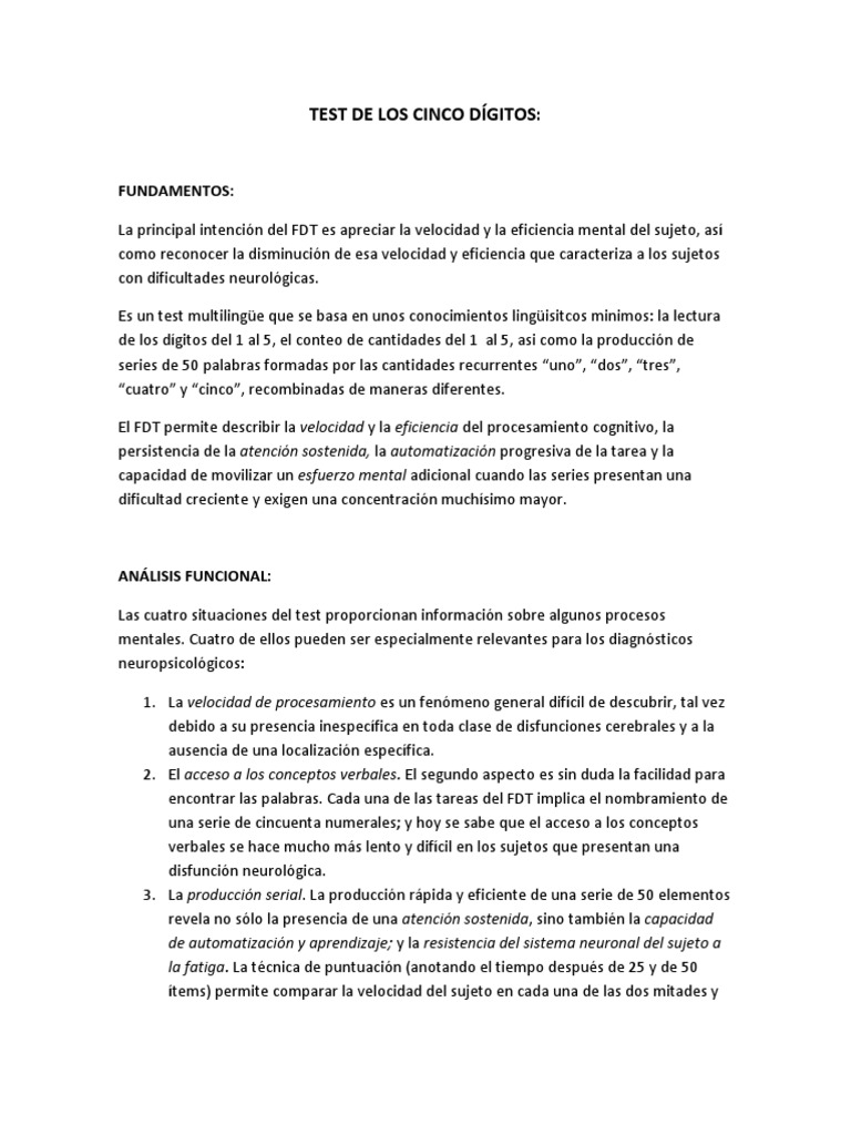 Test de Los Cinco Dígitos | PDF | Cerebro | Mente