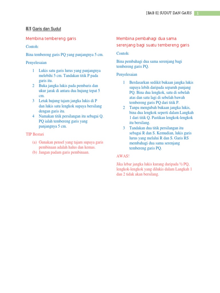 Membina Tembereng Garis Membina Pembahagi Dua Sama Serenjang Bagi Suatu Tembereng Garis | PDF