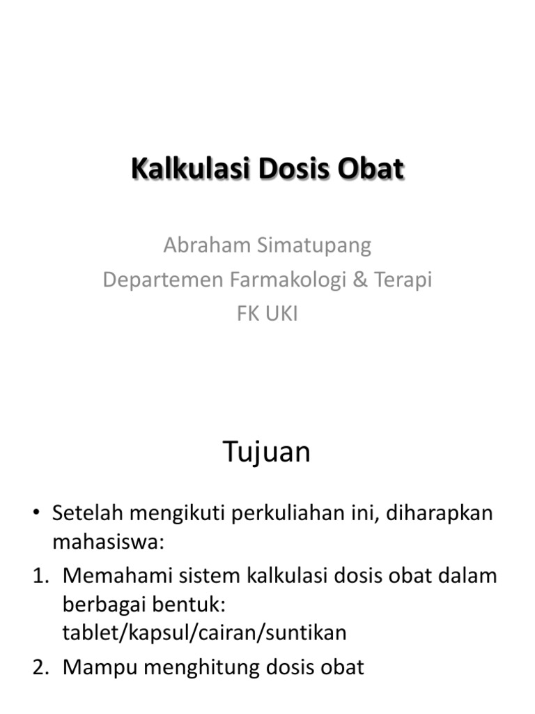 Kalkulasi Dosis Obat - Drug Dosage Calcu PDF | PDF