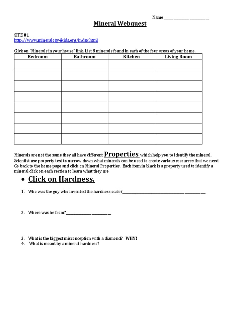 Mineral Webquest | Download Free PDF | Fluorescence | Minerals