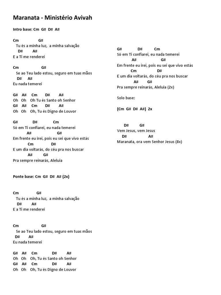 Maranata - Ministério Avivah: Música Cristã de Louvor e Adoração | PDF