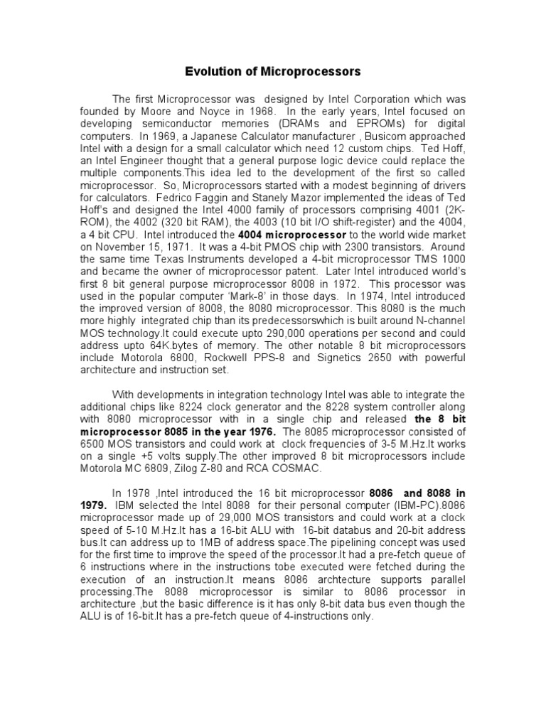 Evolution of Microprocessor 2 | PDF | Microprocessor | Central Processing Unit