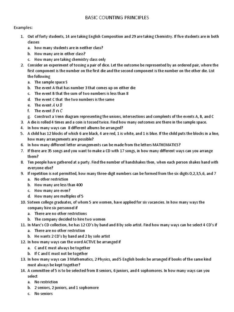 Basic Counting Principles Examples | PDF | Teaching Mathematics