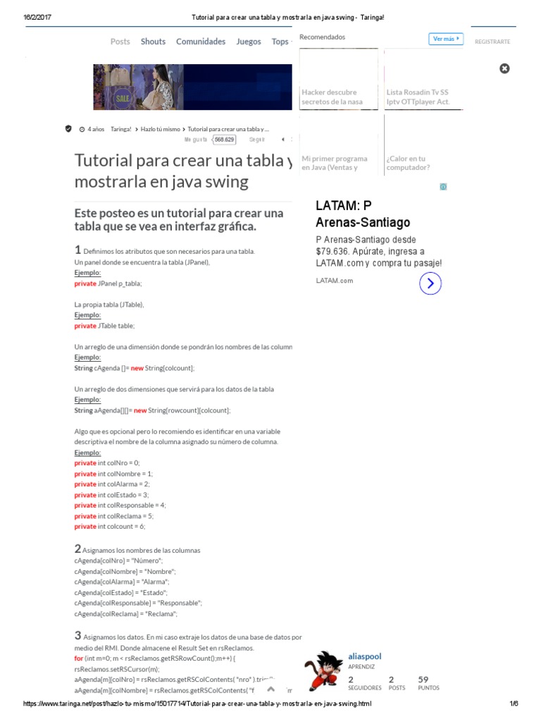 Tutorial para Crear Una Tabla y Mostrarla en Java Swing - Taringa ...