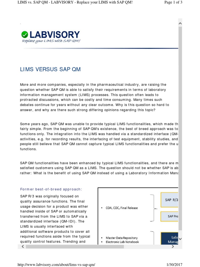 Lims Vs Sap | Download Free PDF | Information Management | Digital ...