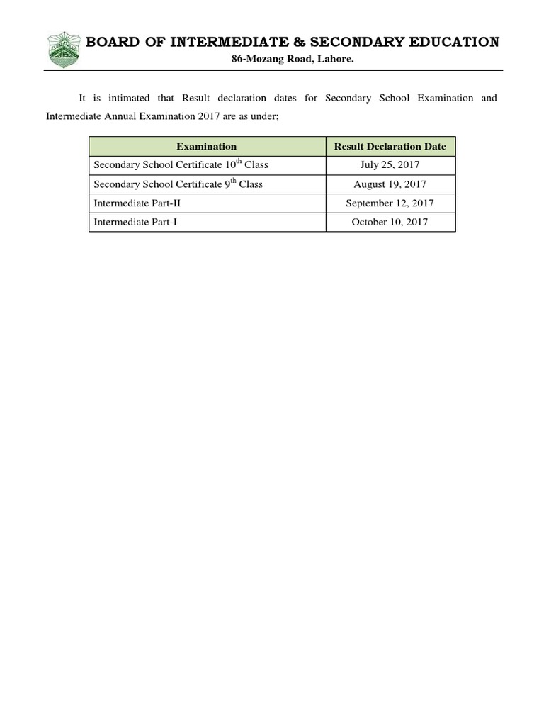 Result Declaration Date A2017 2 | PDF