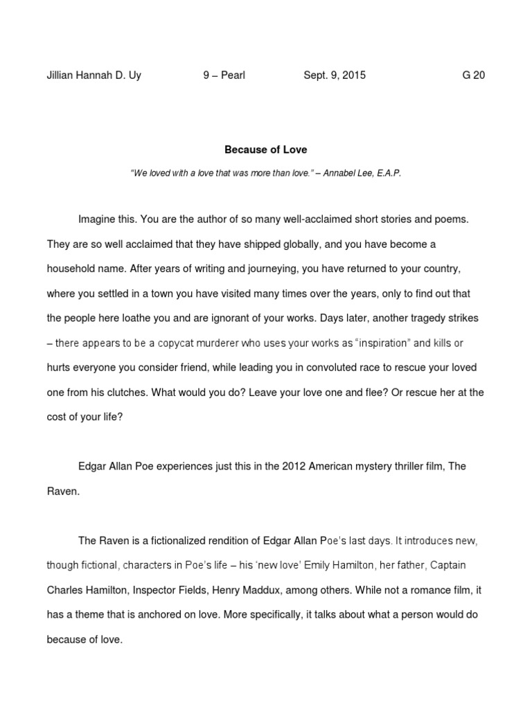 Love's Sacrifice in The Raven | PDF | The Raven | Edgar Allan Poe