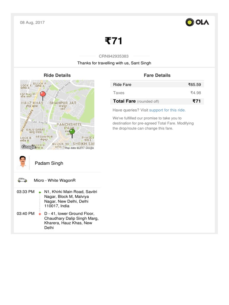 Ola Bill | PDF | Invoice | Fee