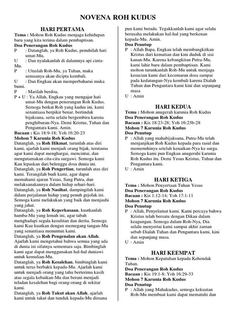Novena Roh Kudus | PDF